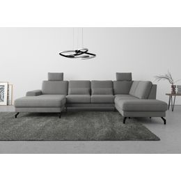 Sit & More Wohnlandschaft SIT & MORE "Cinturo U-Form", grau, B:345cm H:88cm T:226cm, Sofas, Wohnlandschaft, inklusive Sitztiefenverstellung und Federkern, Sitzh&ouml;he 45 cm