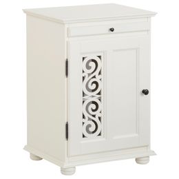 Nachtkommode Home Affaire "Arabeske", beige (cremefarben), B:45cm H:65cm T:36cm, MDF, Sideboards, Nachtkonsole, Fräsungen auf den Türfronten, Türanschlag unterschiedlich erhältlich