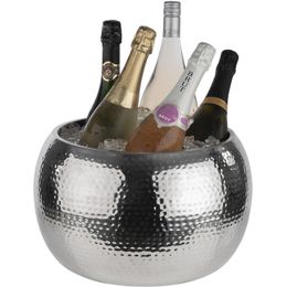 Wein- und Sektkühler APS "BIG BOWL" Eiskübel silberfarben (silber) Baraccessoires Weinaccessoires herausnehmbarer Tropfeinsatz, Edelstahl, Ø 37 cm