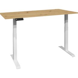 Mäusbacher Schreibtisch MÄUSBACHER "Big System Office" Tische Gr. B: 120 cm, weiß (weiß matt, asteiche, asteiche) Schreibtische Breite 120 cm, elektrisch höhenverstellbar