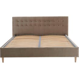 Polsterbett "Veronika", grau (taupe), B:202cm H:107cm L:214cm, Bettgestell und seitliche Einfassung der Matratzen: Strukturstoff, 100% Polyester, ATLANTIC HOME COLLECTION, Betten, mit Bettkasten und Lattenrost