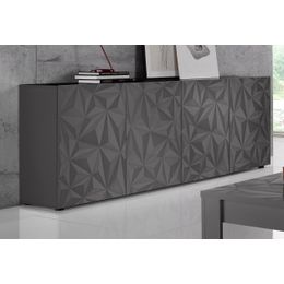 Sideboard Inosign "Prisma" Sideboards grau (anthrazit hochglanz lack, anthrazit mit siebdruck lack) Sideboards Breite 241 cm, 4-türig