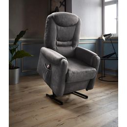 Sit & More TV-Sessel SIT & MORE "Morten", grau (dunkelgrau), B:76cm H:113cm T:78cm, Luxus-Kunstleder;NaturLEDER (echtes Rindsleder);Luxus-Microfaser (100% Polyester), Sessel, Fernsehsessel, in Gr&ouml;&szlig;e M, wahlweise mit Motor und Aufstehhilfe