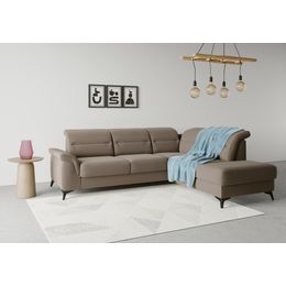 Sit & More Ecksofa SIT & MORE "Sinatra L-Form", grau (taupe), B:251cm H:85cm T:220cm, 90% Polyester, 10% Polyamid, Sofas, Ecksofa, mit Ottomane, optional mit Kopfteilverstellung und Armteilfunktion