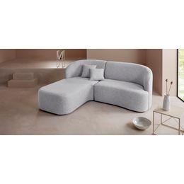 Ecksofa "Dilara L-Form", grau (hellgrau), B:200cm H:87cm T:165cm, Struktur fein 100% Polyester);Samtoptik (100% Polyester);Boucl&eacute; (100% Polyester), LeGer Home by Lena Gercke, Sofas, Ecksofa, gerundete R&uuml;ckenlehne und Front, in 3 Bezugsqualit&auml;ten