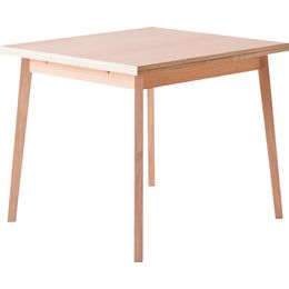 Esstisch HAMMEL FURNITURE "Basic Single, schnell innenliegende Einlegeplatten ausziehbar" Tische Gr. B/H/T: 90 cm x 76 cm x 90 cm, Auszugsplatte, beige (naturfarben) Esstische rechteckig 90(164)x90 cm, Melamin Massivholz, stabiler dänische Design Tisch