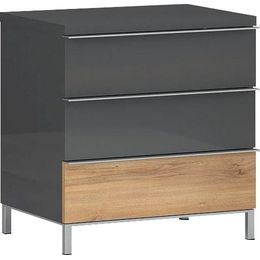 Nachtkonsole Places of Style "Onyx" Sideboards Gr. B/H/T: 56 cm x 59 cm x 41 cm, 3, grau (anthrazit, walnussfarben) Nachtkonsolen und Nachtkommoden UV lackiert, mit Soft-Close-Funktion