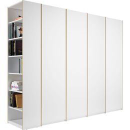 Müllermöbel Drehtürenschrank MÜLLER SMALL LIVING "Modular Plus Variante 7" Schränke Gr. B/H/T: 270,3 cm x 221,4 cm x 60,5 cm, 4 St., Basisausführung, weiß (weiß, birke) mit drei Anbauelementen, links oder rechts montierbarem Seitenregal