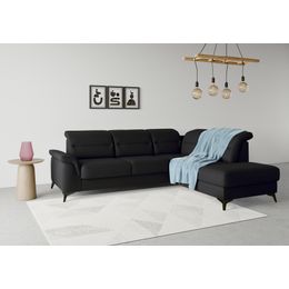 Sit & More Ecksofa SIT & MORE "Sinatra L-Form", schwarz, B:251cm H:85cm T:220cm, 98% Polyester, 2% Polyamid, Sofas, Ecksofa, mit Ottomane, optional mit Kopfteilverstellung und Armteilfunktion