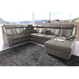 Sit & More Wohnlandschaft SIT & MORE "Basel U-Form", grau, B:315cm H:98cm T:210cm, Luxus-Microfaser Altara Nubuck (100% Polyester);Kunstleder SOFTLUX;NaturLEDER (echtes Rindsleder), Sofas, wahlweise mit Relaxfunktion