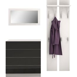 borchardt Möbel Garderoben-Set BORCHARDT MÖBEL "Vaasa 3", weiß (weiß matt, graphit hochglanz), Kastenmöbel-Sets, mit Push to Open-Funktion