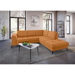 Sit & More Ecksofa SIT & MORE "Bendigo L-Form", gelb (curry), B:258cm H:84cm T:226cm, Sofas, Ecksofa, inklusive Sitztiefenverstellung, Bodenfreiheit 12 cm, in 2 Fu&szlig;farben