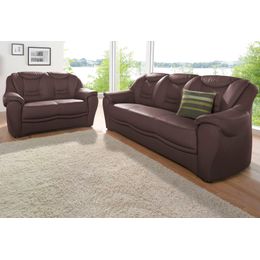 Sit & More Polstergarnitur SIT & MORE "Bansin", braun (mokka), Kunstleder SOFTLUX, Sitzm&ouml;bel-Sets, bestehend aus einem 3- und einem 2- Sitzer, inklusive Federkern
