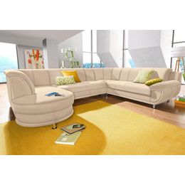 Wohnlandschaft Trendmanufaktur "Rondo, U-Form", beige, B:320cm H:85cm T:94cm, Softlux-Kunstleder;Primabelle-Microfaser;NaturLeder (handschuhweiches Rindsleder in Sitz und Rücken mit SOFTLUX-Kunstleder als Korpus-Bezug);Struktur (23% Polyacryl, 77% Polyester), Sofas, inkl.Federkern, wahlweise mit Bettfunktion