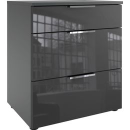 Nachtkommode wimex "Level36 C by fresh to go" Sideboards Gr. B/H/T: 54 cm x 61 cm x 41 cm, 3 St., grau (graphit, glas grey) mit Glaselementen auf der Front, soft-close Funktion, 54cm breit