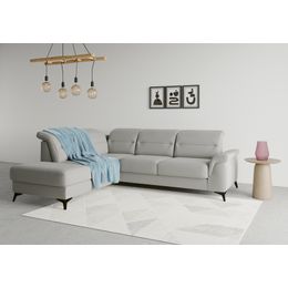 Sit & More Ecksofa SIT & MORE "Sinatra L-Form", silber, B:251cm H:85cm T:220cm, 90% Polyester, 10% Polyamid, Sofas, Ecksofa, mit Ottomane, optional mit Kopfteilverstellung und Armteilfunktion