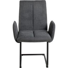 Esszimmerstuhl Duo Collection "Emmy Freischwinger", grau (anthrazit, schwarz), B:65cm H:98cm T:60cm, Polyester, Stühle, Armlehnenstuhl, mit Fußgleiter für die Sicherheit, 110 kg belastbar