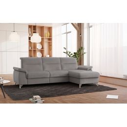 Sit & More Ecksofa SIT & MORE "Astoria L-Form", grau (hellgrau), B:260cm H:91cm T:175cm, 100% Polyester, Sofas, Ecksofa, wahlweise mit motorischer Relaxfunktion