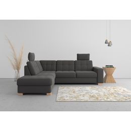 Sit & More Ecksofa SIT & MORE "Quincy L-Form", grau (dunkelgrau), B:249cm H:82cm T:213cm, Sofas, Ecksofa, wahlweise mit Bettfunktion und Bettkasten