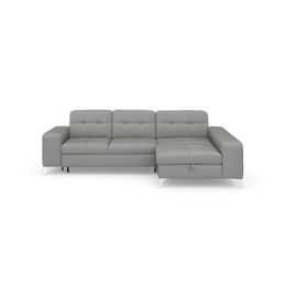Sit & More Ecksofa SIT & MORE "Baviene L-Form", silber, B:286cm H:92cm T:176cm, Sofas, Ecksofa, inklusive Sitztiefenverstellung und Federkern, wahlweise Bettfunktion