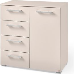 Kommode SET ONE BY Musterring "Henderson" Sideboards Gr. B/H/T: 80 cm x 81 cm x 42 cm, 4, beige (champagner) Kommode mit 1 Tür und 4 Schubladen inkl. Selbsteinzug Dämpfung