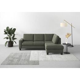 Ecksofa Home Affaire "Summer L-Form", gr&uuml;n (olive), B:236cm H:91cm T:170cm, 95% Polyester, 5% Polyamid, Sofas, Ecksofa, mit Ottomane, mit oder ohne Bettfunktion und Bettkasten, Cord-Bezug