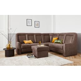 Sit & More Ecksofa SIT & MORE "Melissa L-Form", braun (schokobraun), B:257cm T:217cm, 100% Polyester, Sofas, Ecksofa, klassisches Polsterprogramm, wahlweise Bettfunktion und Schubkasten