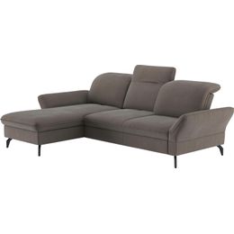 Sit & More Ecksofa SIT & MORE "Leandro L-Form", braun (schlamm), B:267cm H:88cm T:200cm, 100% Polyester, Sofas, Ecksofa, Wahlweise mit Bett-, Kopfteil - und Armlehnfunktion, sowie Bettkasten