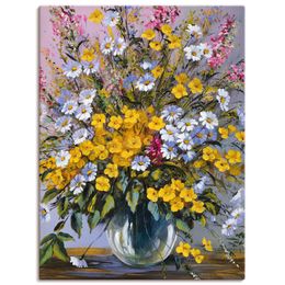 Wandbild Artland "Gemischter Strauß" Bilder Gr. B/H: 60 cm x 80 cm, Leinwandbild Blumen Hochformat, 1 St., gelb Kunstdrucke als Leinwandbild, Poster in verschied. Größen