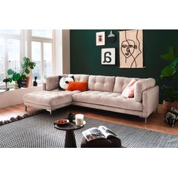 Ecksofa TRENDS BY HG "Landau L-Form", beige, B:275cm H:75cm T:158cm, Sofas, Ecksofa, in Cord-Stoff mit Metallfu&szlig;