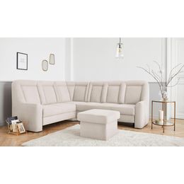 Sit & More Ecksofa SIT & MORE "Melissa L-Form", beige (linen), B:257cm H:107cm T:217cm, 100% Polyester, Sofas, Ecksofa, klassisches Polsterprogramm, wahlweise Bettfunktion und Schubkasten