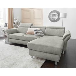 Sit & More Ecksofa SIT & MORE "Avignon L-Form", grau (hellgrau), B:259cm H:97cm T:172cm, Flachgewebe (90% Polyester, 10% Polyamid);Luxus-Microfaser (100% Polyester);Struktur (100% Polyester), Sofas, Ecksofa, Kopfteilverstellung, wahlweise mit Bettfunktion und Bettkasten