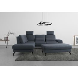 Sit & More Ecksofa SIT & MORE "Cinturo L-Form", blau (dunkelblau), B:260cm H:88cm T:226cm, Sofas, Ecksofa, inklusive Sitztiefenverstellung und Federkern, Sitzh&ouml;he 45 cm