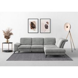 Sit & More Ecksofa SIT & MORE "Cabana L-Form", silber, B:303cm H:84cm T:244cm, 100% Polyester, Sofas, Ecksofa, Ottomane, wahlweise mit Sitztiefen-,Armlehnen- und Kopfteilfunktion
