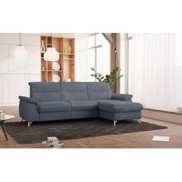 Sit & More Ecksofa SIT & MORE "Astoria L-Form", blau (graublau), B:260cm H:91cm T:175cm, 100% Polyester, Sofas, Ecksofa, wahlweise mit motorischer Relaxfunktion