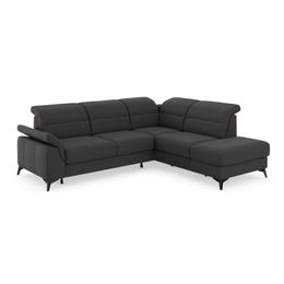 Sit & More Ecksofa SIT & MORE "Sinatra L-Form", grau (fango), B:251cm H:85cm T:220cm, 100% Polyester, Sofas, Ecksofa, mit Ottomane, optional mit Kopfteilverstellung und Armteilfunktion