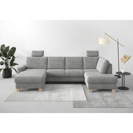 Wohnlandschaft Home Affaire "Summer U-Form", silber, B:314cm H:91cm T:170cm, 100% Polyester, Sofas, Wohnlandschaft, mit oder ohne Bettfunktion und Bettkasten, Cord-Bezug