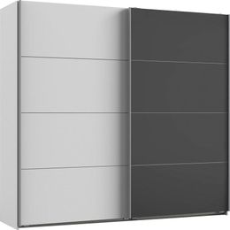 Schwebetürenschrank wimex "Valencia" Schränke Gr. B/H/T: 225 cm x 210 cm x 65 cm, 2 St., weiß (weiß, glas grey) Schwebetürenschränke und Schiebetürenschränke mit Glaselementen