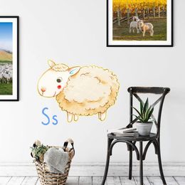 Wandtattoo Wall-Art "Schaf Tierwelt Buchstabe S" Wandtattoos Gr. B/H/T: 140 cm x 109 cm x 0,1 cm, bunt Wandtattoos Wandsticker selbstklebend, entfernbar