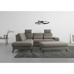Sit & More Ecksofa SIT & MORE "Cinturo L-Form", braun (schlamm), B:260cm H:88cm T:226cm, Sofas, Ecksofa, inklusive Sitztiefenverstellung und Federkern, Sitzh&ouml;he 45 cm