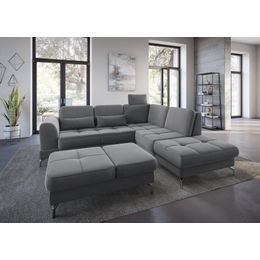 Sit & More Ecksofa SIT & MORE "Bendigo L-Form", grau (hellgrau), B:258cm H:84cm T:226cm, Sofas, Ecksofa, inklusive Sitztiefenverstellung, Bodenfreiheit 12 cm, in 2 Fu&szlig;farben