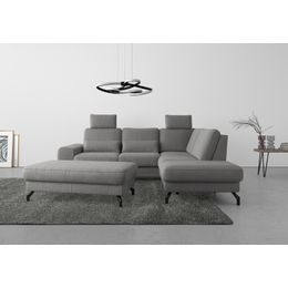 Sit & More Ecksofa SIT & MORE "Cinturo L-Form", grau, B:260cm H:88cm T:226cm, Sofas, Ecksofa, inklusive Sitztiefenverstellung und Federkern, Sitzh&ouml;he 45 cm