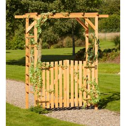 Rosenbogen Promadino "Pergola Anke" Rankhilfen Gr. B/H/T: 200 cm x 210 cm x 60 cm, braun (honigbraun) Zubehör BxTxH: 200x60x210 cm, mit Türen