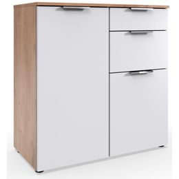 Kombikommode wimex "Level by fresh to go" Sideboards Gr. B/H/T: 81 cm x 84 cm x 41 cm, 2, weiß (front weiß, korpus plankeneiche nachbildung) Kombikommoden 2-türig, mit 2 Schubladen und soft-close Funktion, 81cm breit