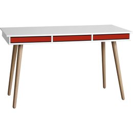 Schreibtisch HAMMEL FURNITURE "Mistral Bürotisch, Arbeitstisch, Tisch, Computertisch" Tische Gr. B/H/T: 137,4 cm x 75 cm x 60 cm, rot Schreibtische Holzbeinen, B: 137,4 cm, Designmöbel