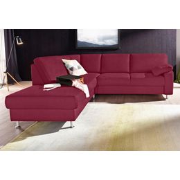 Sit & More Ecksofa SIT & MORE "Belfort L-Form", rot (bordeaux), B:243cm H:88cm T:218cm, Flachgewebe (100% Polyester);Luxus-Microfaser ALTARA NUBUCK (100% Polyester);Luxus-Microfaser (90% Polyester, 10% Polyamid), Sofas, Ecksofa, wahlweise mit Vorziehsitz und Bettkasten