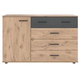 Kombikommode wimex "Budapest" Sideboards Gr. B/H/T: 130cm x 83cm x 41cm, 5 St., grau (viking oak/ graphit) 1-türig mit 5 Schubladen, 130cm breit