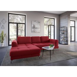 Sit & More Ecksofa SIT & MORE "Bendigo L-Form", rot, B:284cm H:84cm T:175cm, Sofas, Ecksofa, inklusive Sitztiefenverstellung, Bodenfreiheit 12 cm, in 2 Fu&szlig;farben