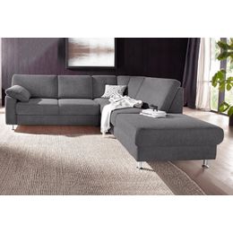 Sit & More Ecksofa SIT & MORE "Belfort L-Form", grau, B:243cm H:88cm T:218cm, Flachgewebe (100% Polyester);Luxus-Microfaser ALTARA NUBUCK (100% Polyester);Luxus-Microfaser (90% Polyester, 10% Polyamid), Sofas, Ecksofa, wahlweise mit Vorziehsitz und Bettkasten