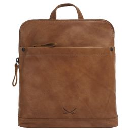 Cityrucksack Sansibar Gr. B/H/T: 24 cm x 23 cm x 7 cm, braun (cognac) Rucksäcke echt Leder